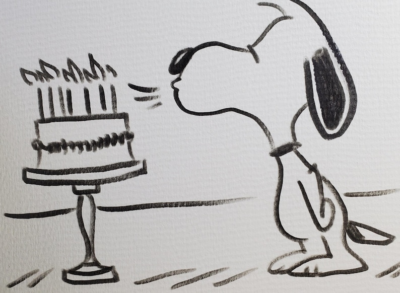Peanuts Snoopy Drawing, Art on Paper, Ink Illustration Drawing, Peanuts ...