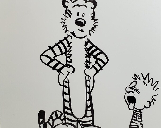 Calvin & Hobbs Illustration Ink Drawing, Bill Watterson Comic Ink ...