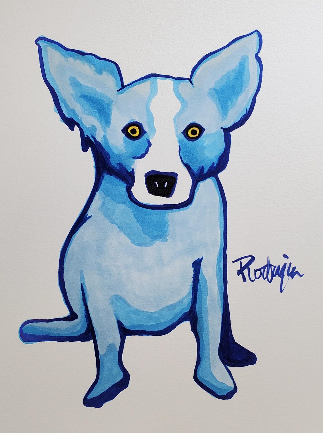 Blue Dog Painting, Cajun Dogartwork Art, Painted Drawing, George ...