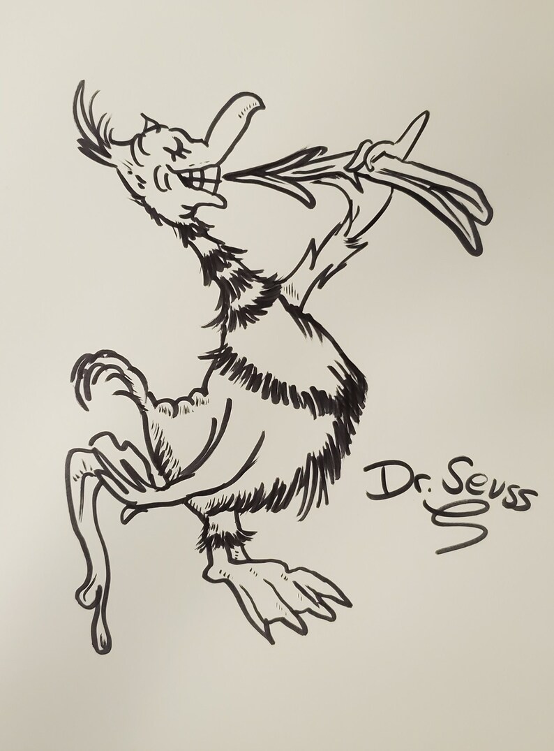 Dr Seuss Character Art Drawing Artwork, Dr Seuss Cartoon Illustration ...