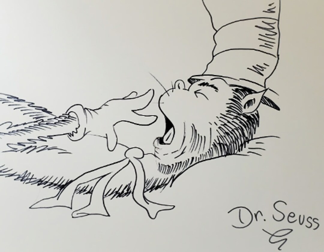 Cat in the Hat Drawing Dr Seuss Character Art, Comic Cartoon Drawing on ...