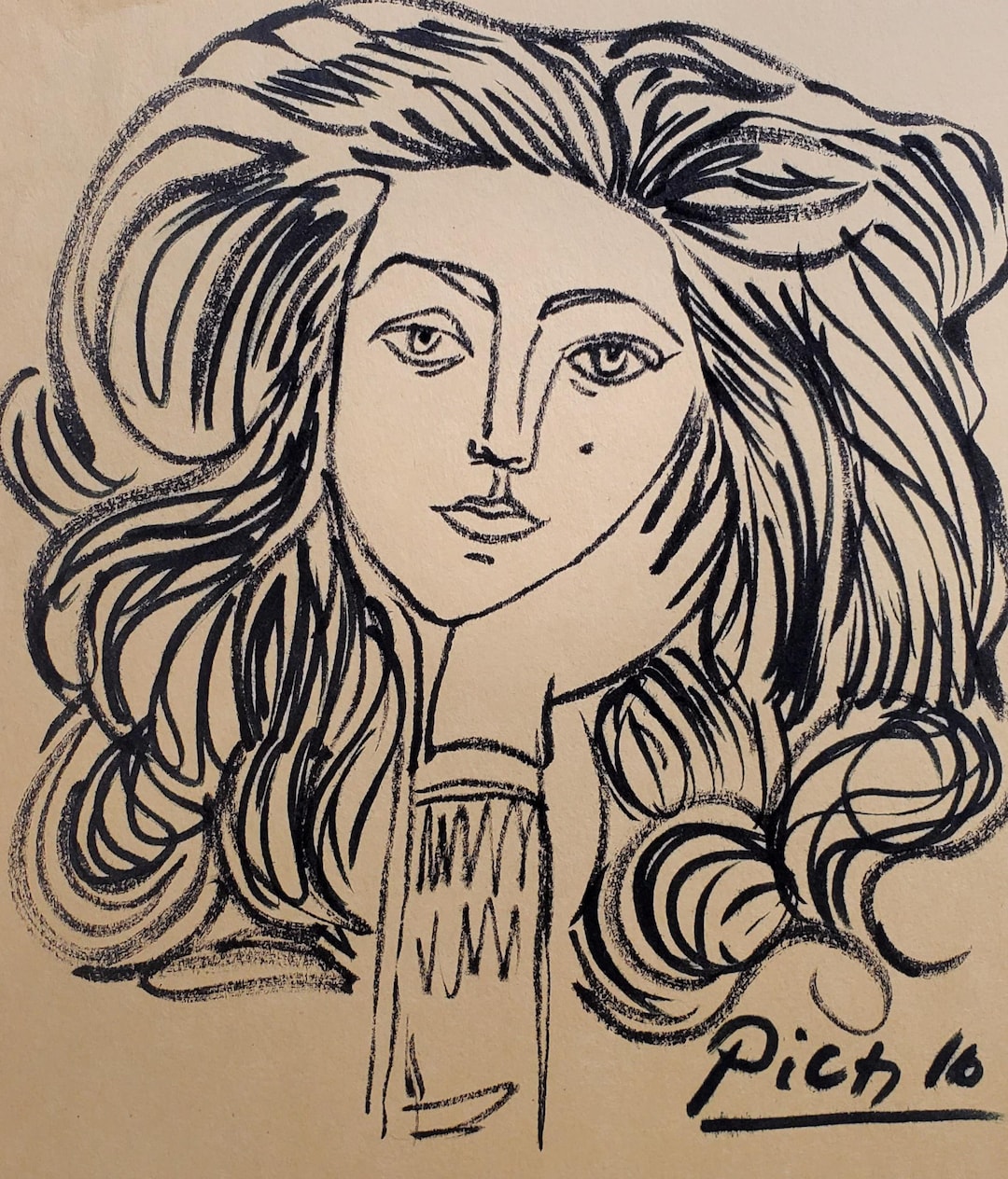 Picasso Ink Drawing, Art Painting Drawing Pablo Picasso Woman Artwork ...