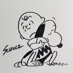 Peanuts Drawing, Art on Paper, Ink Illustration Drawing, Peanuts ...