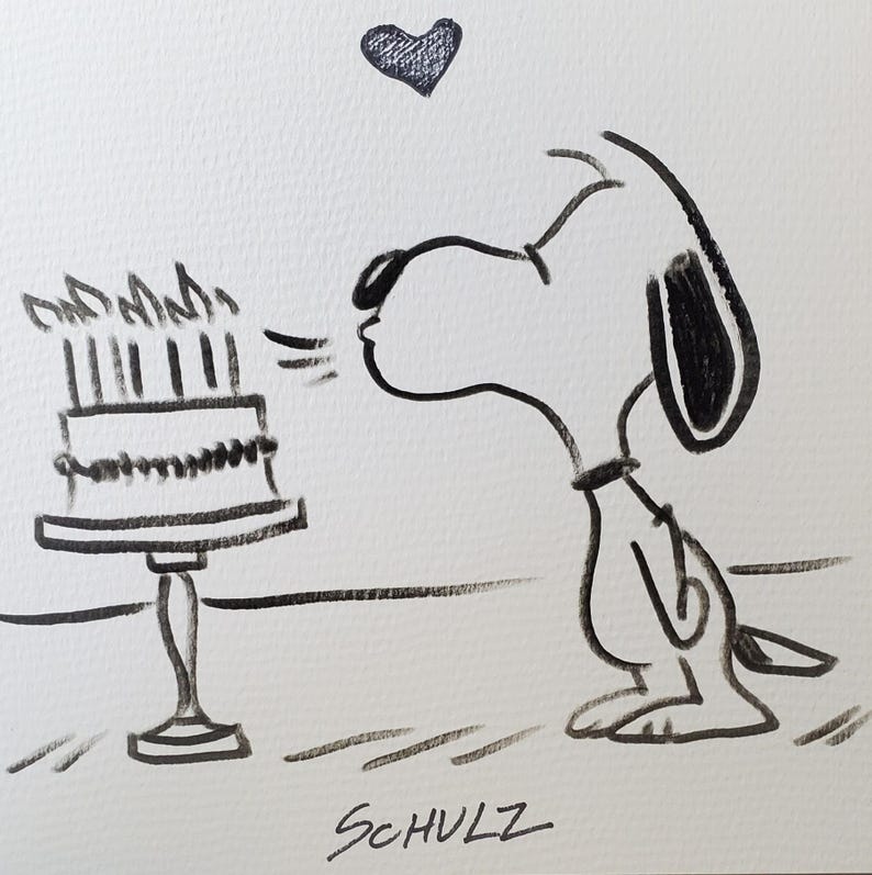 Peanuts Snoopy Drawing, Art on Paper, Ink Illustration Drawing, Peanuts ...