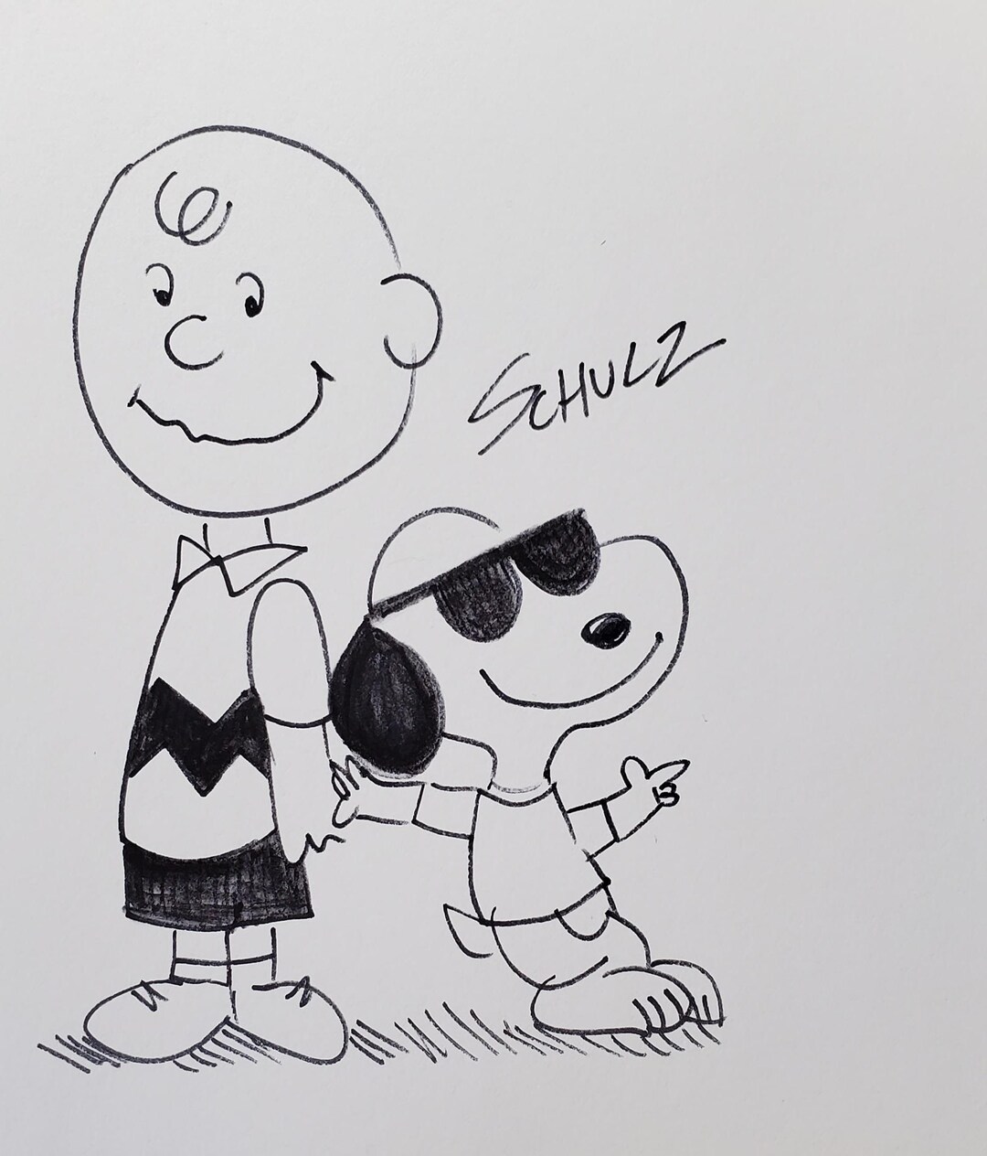 Snoopy and Charlie Brown Ink Drawing, Peanuts Illustration Art - Etsy UK