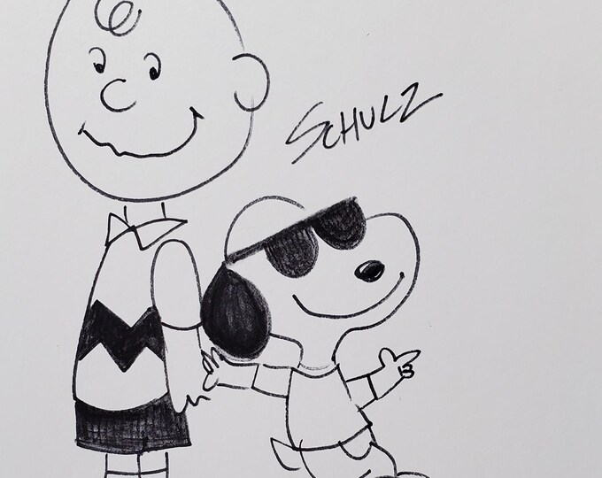 Snoopy and Charlie Brown Ink Drawing, Peanuts Illustration Art - Etsy