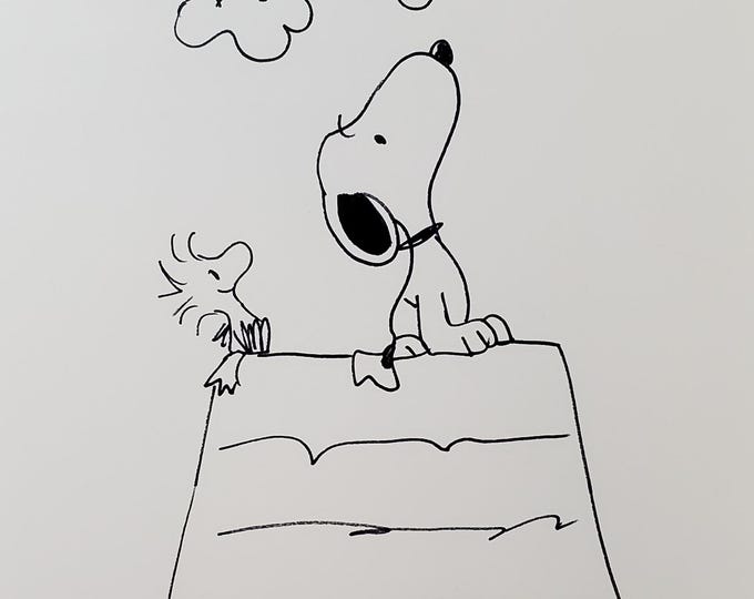 Peanuts Drawing of Snoopy Woodstock , Snoopy & Woodstock Illustration Drawing, Peanuts Art ...
