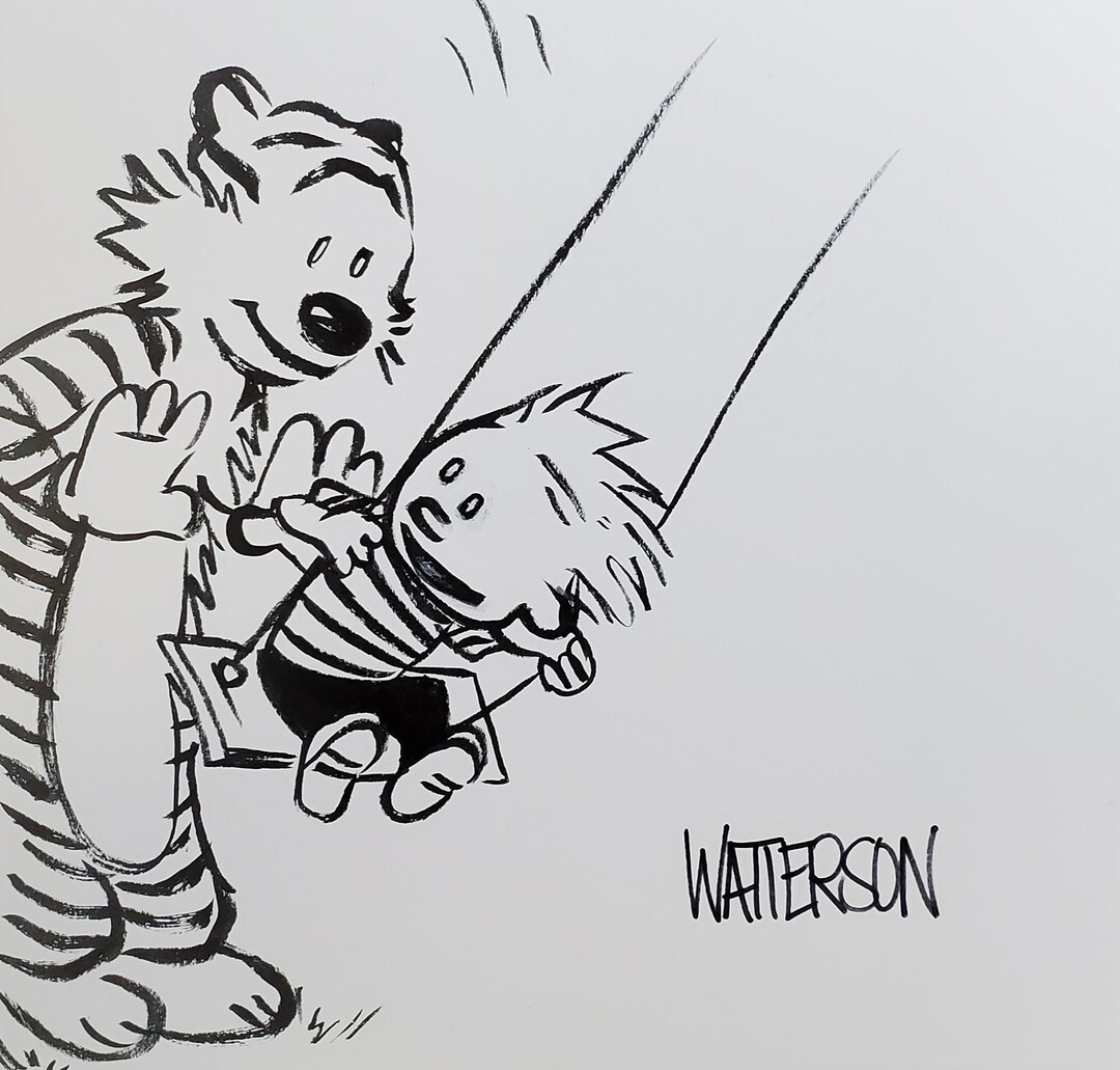 Comic Illustration Ink Drawing, Calvin & Hobbs, Bill Watterson Drawing ...