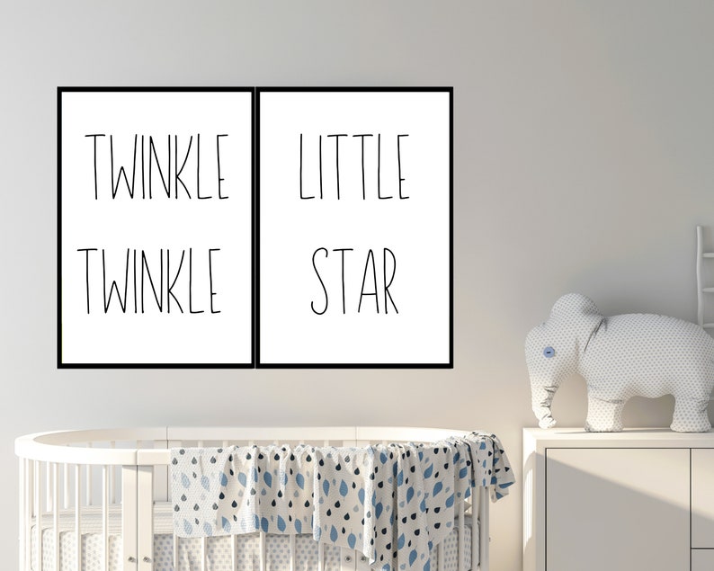 Twinkle Twinkle Little Star | Set of 2 Nursery Prints, Nursery Rhyme ...