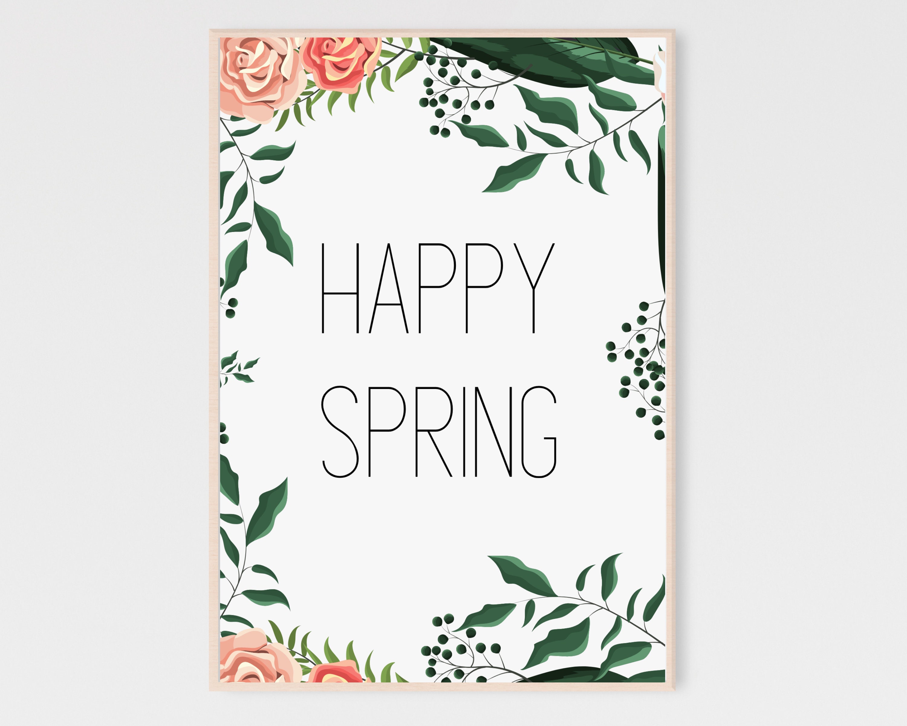 Happy Spring Sign, Spring Printable, Hello Spring Wall Art, Spring Wall ...