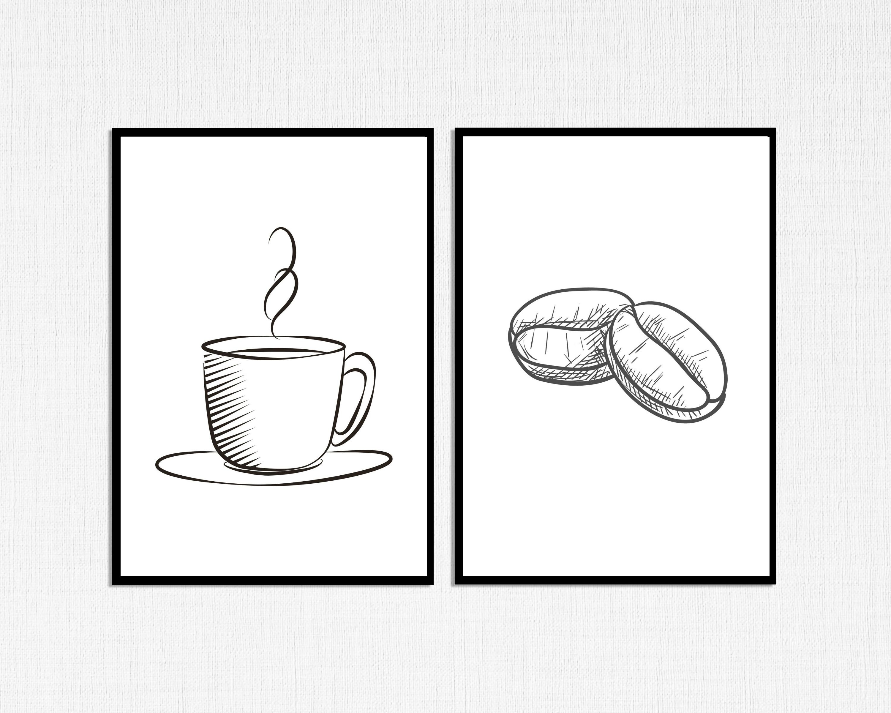 Set of 2 Coffee Prints, Coffee Cup Print, Coffee Bean Print, Coffee ...