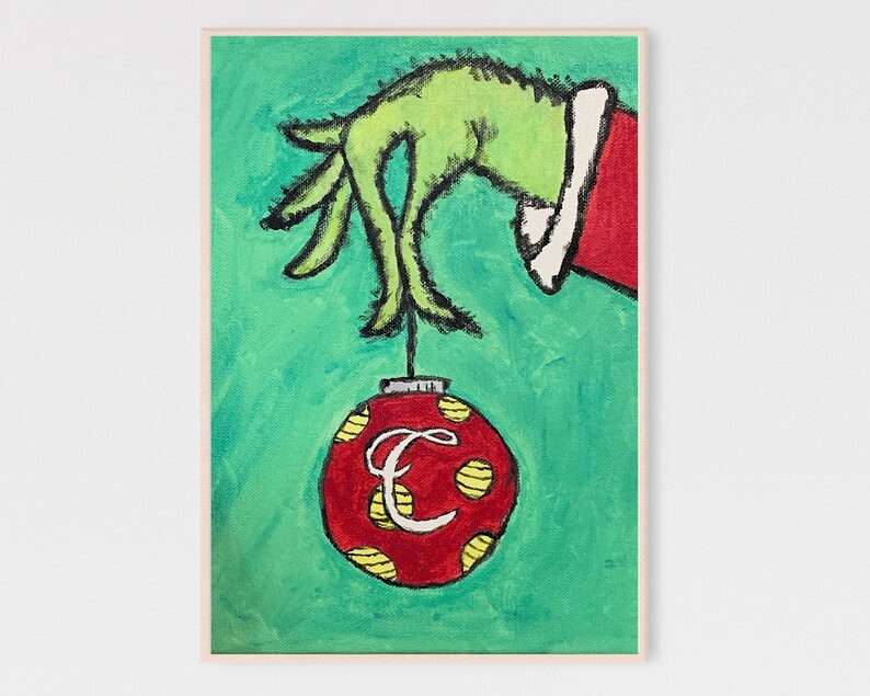 Hand Painted Grinch Printable, Christmas Decorations, Grinch Christmas ...