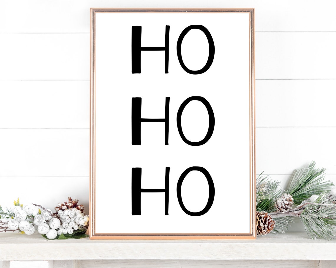 Hohoho Printable Cute Christmas Decorations, Winter Wall Art ...