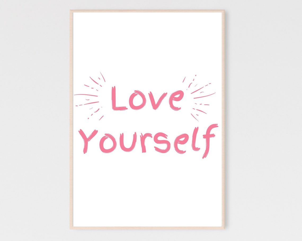 Love Yourself Poster, Bedroom Prints, Pink Wall Art, Classroom Decor ...
