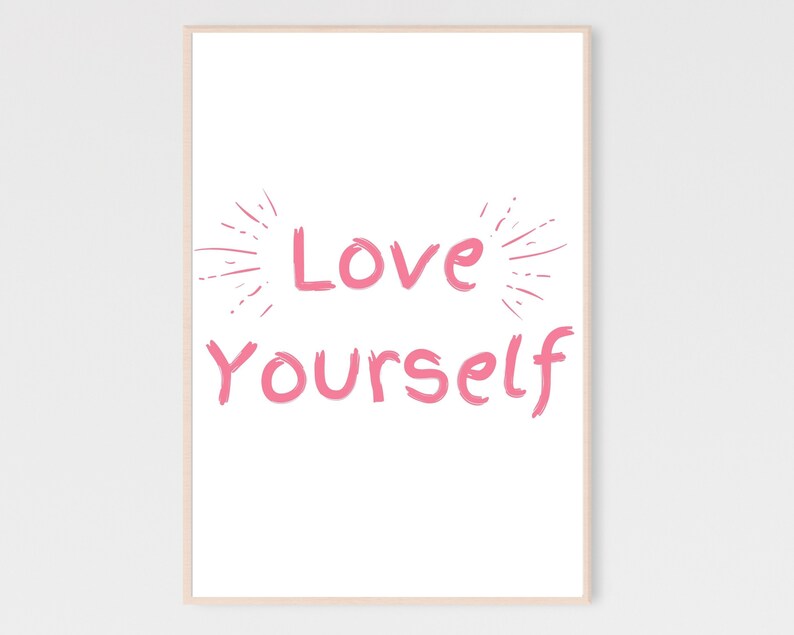 Love Yourself Poster, Bedroom Prints, Pink Wall Art, Classroom Decor ...