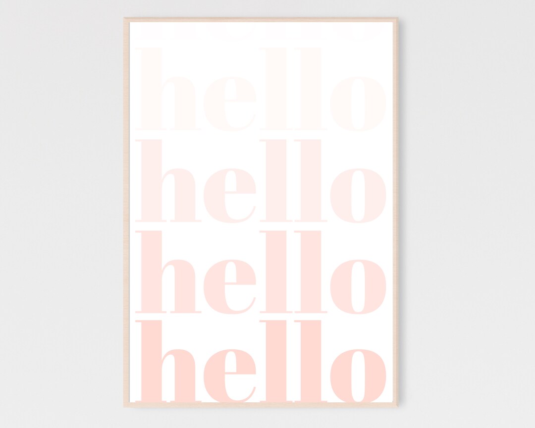 Hello Wall Art, Hello Printable, Pink Hello Sign, Abstract Hello Poster ...