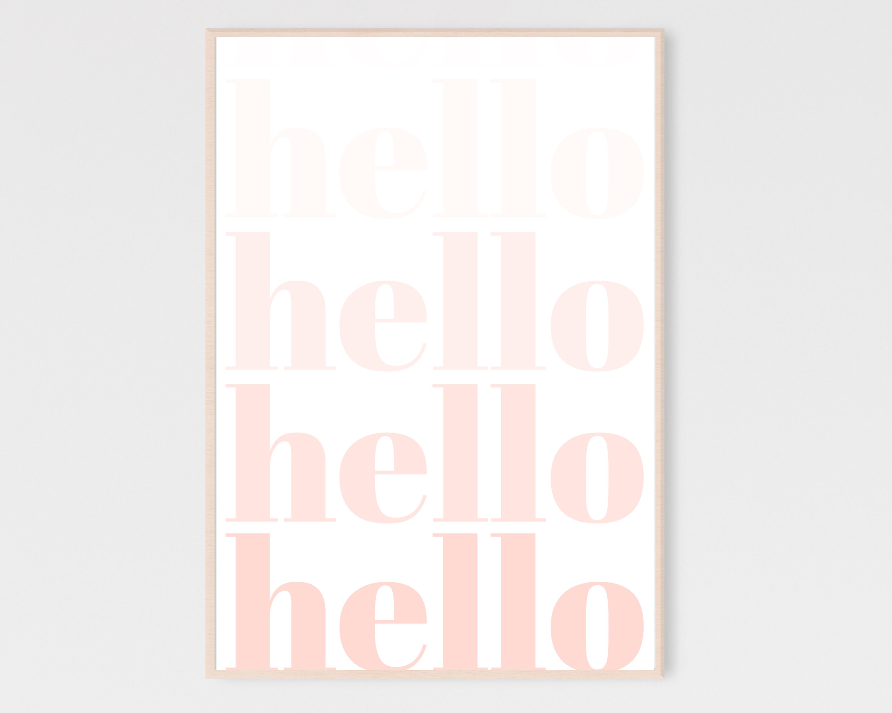 Hello Wall Art, Hello Printable, Pink Hello Sign, Abstract Hello Poster ...