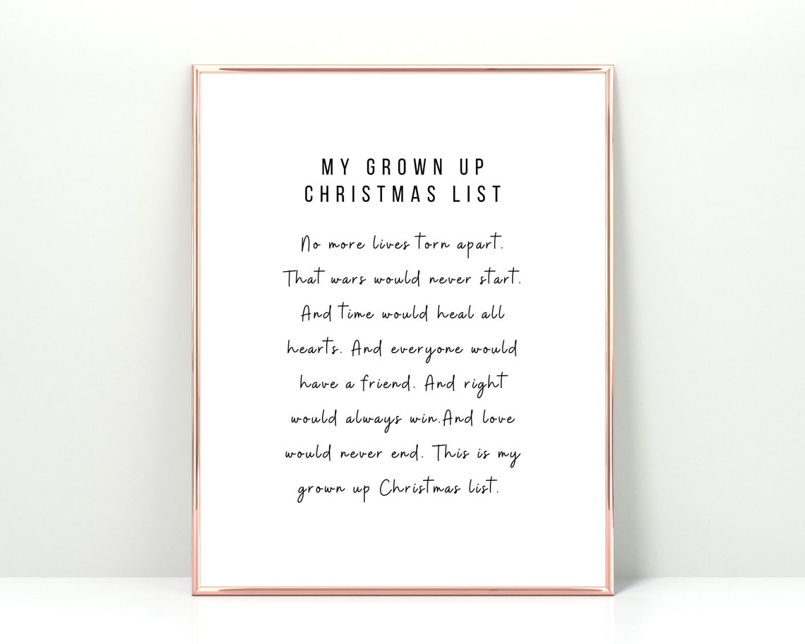 My Grown up Christmas List Printable | Christmas Song, Christmas ...