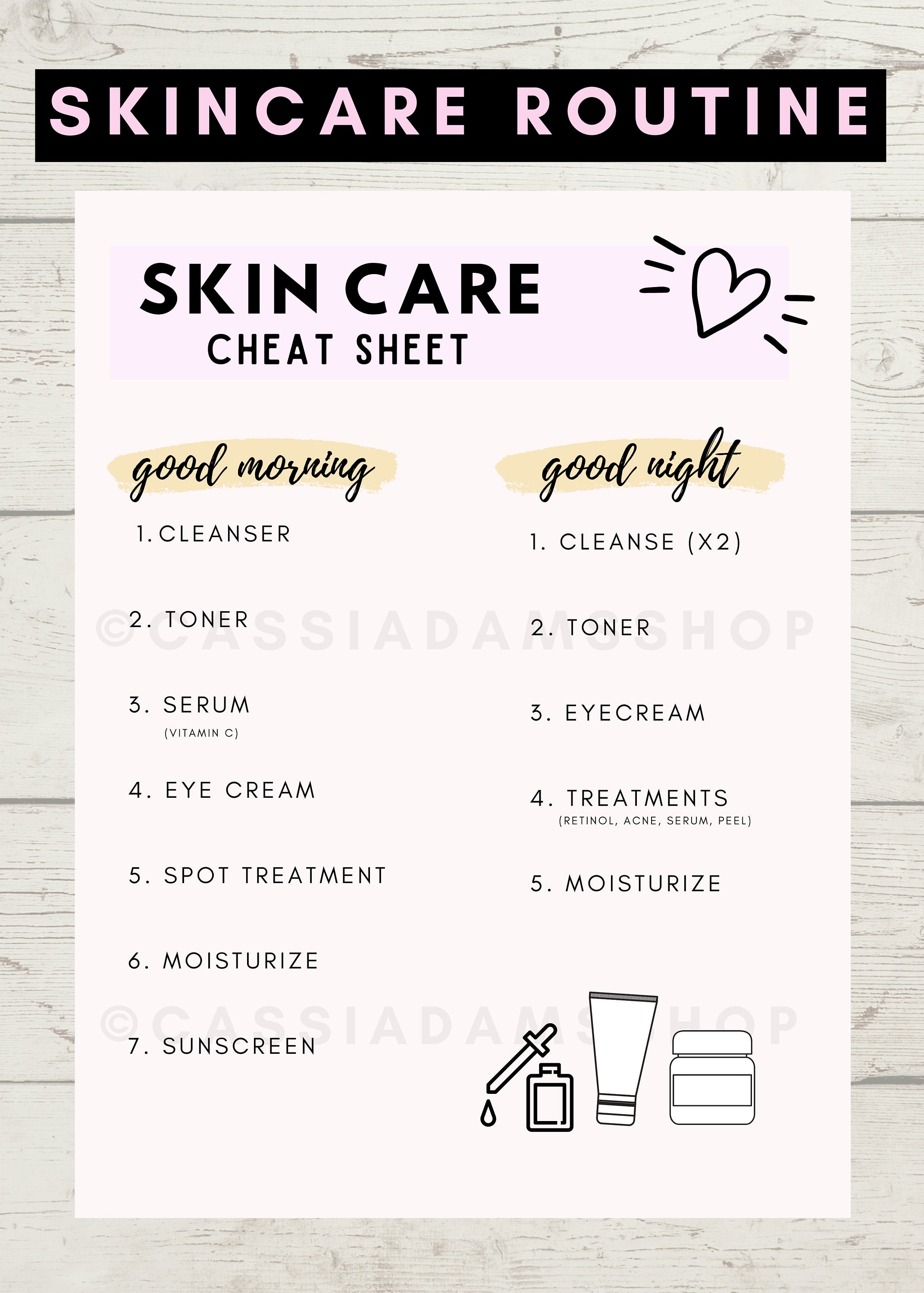 Skincare Routine Printable - Skincare Printable - Etsy