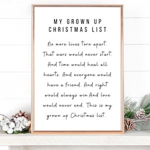 My Grown up Christmas List Printable | Christmas Song, Christmas ...
