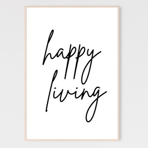Happy Living Printable, Happy Living Wall Art, Family Printable Art ...