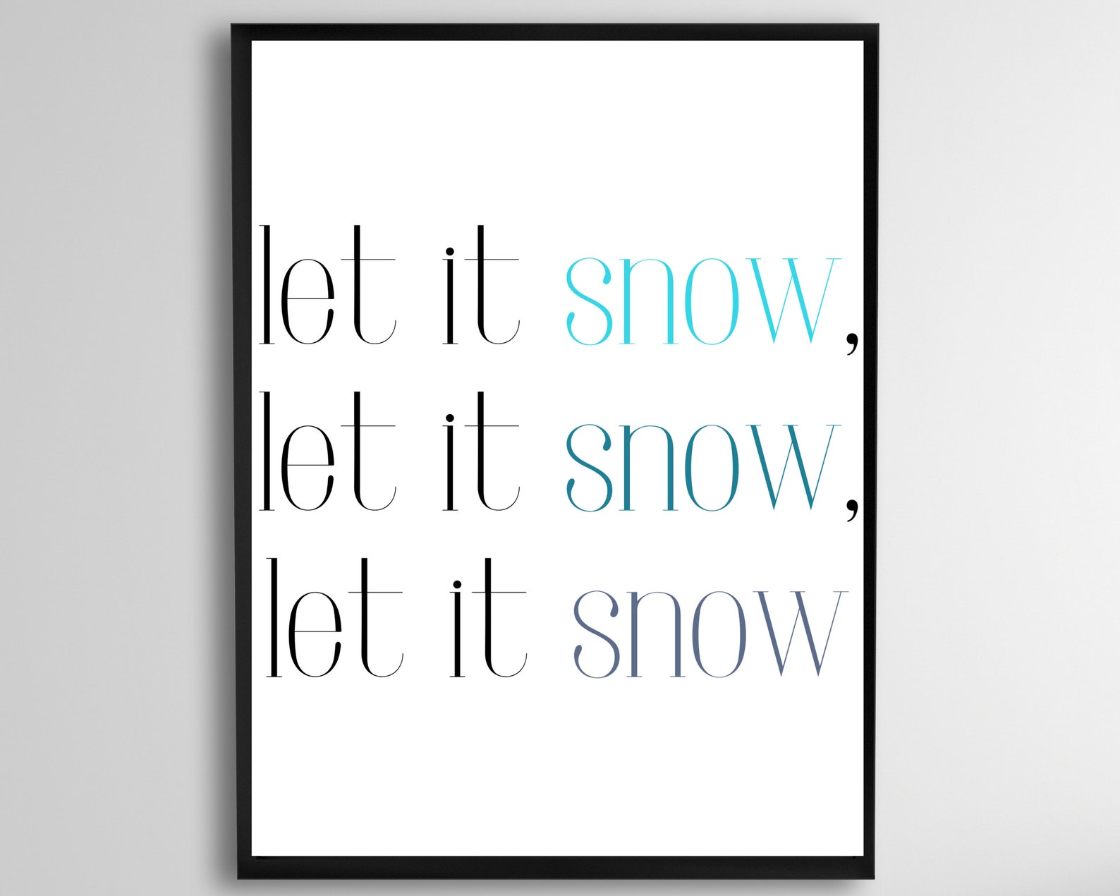 Let It Snow Printable Let It Snow Print Blue Winter Decor - Etsy