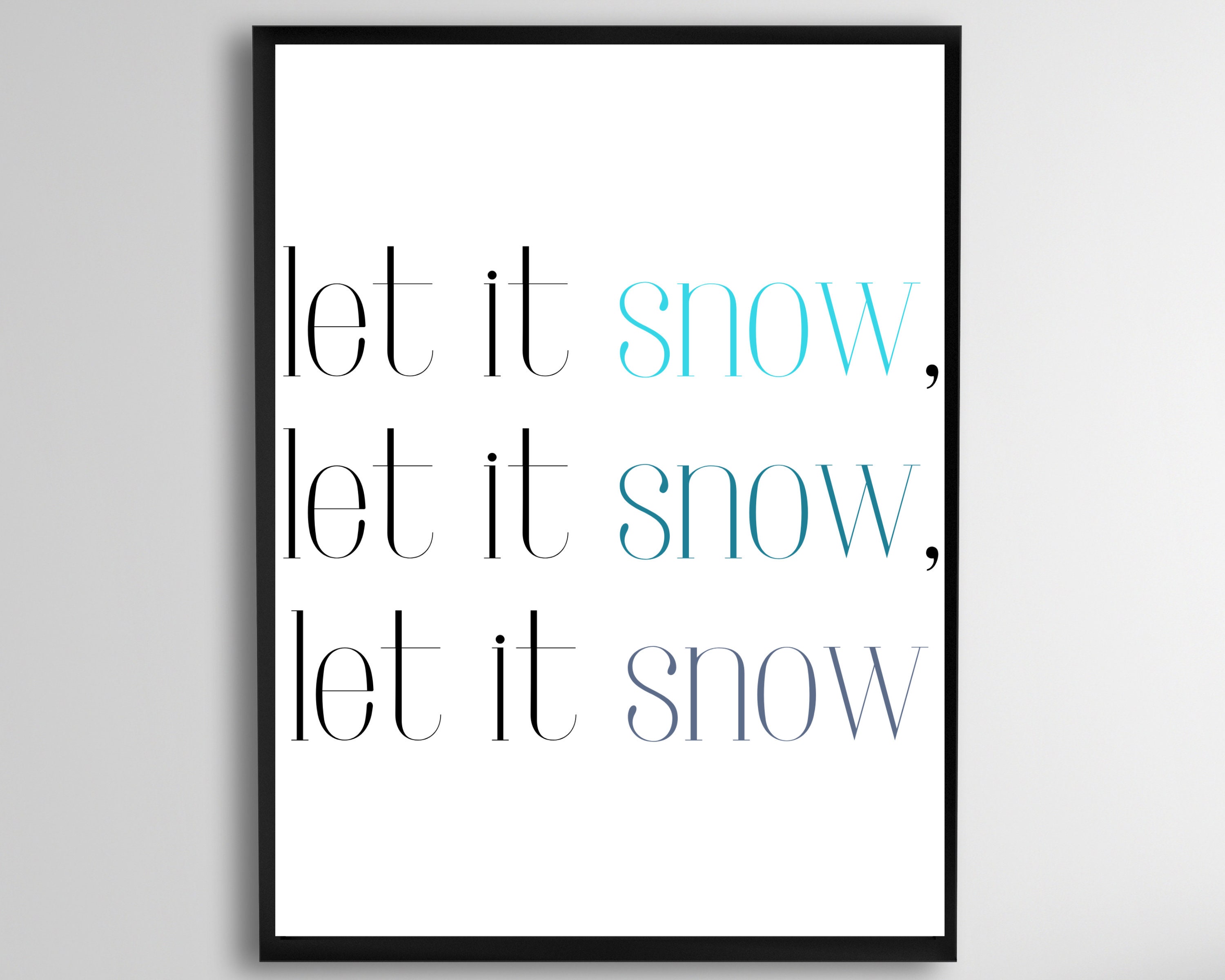 Let It Snow Printable, Let It Snow Print, Blue Winter Decor, Christmas ...