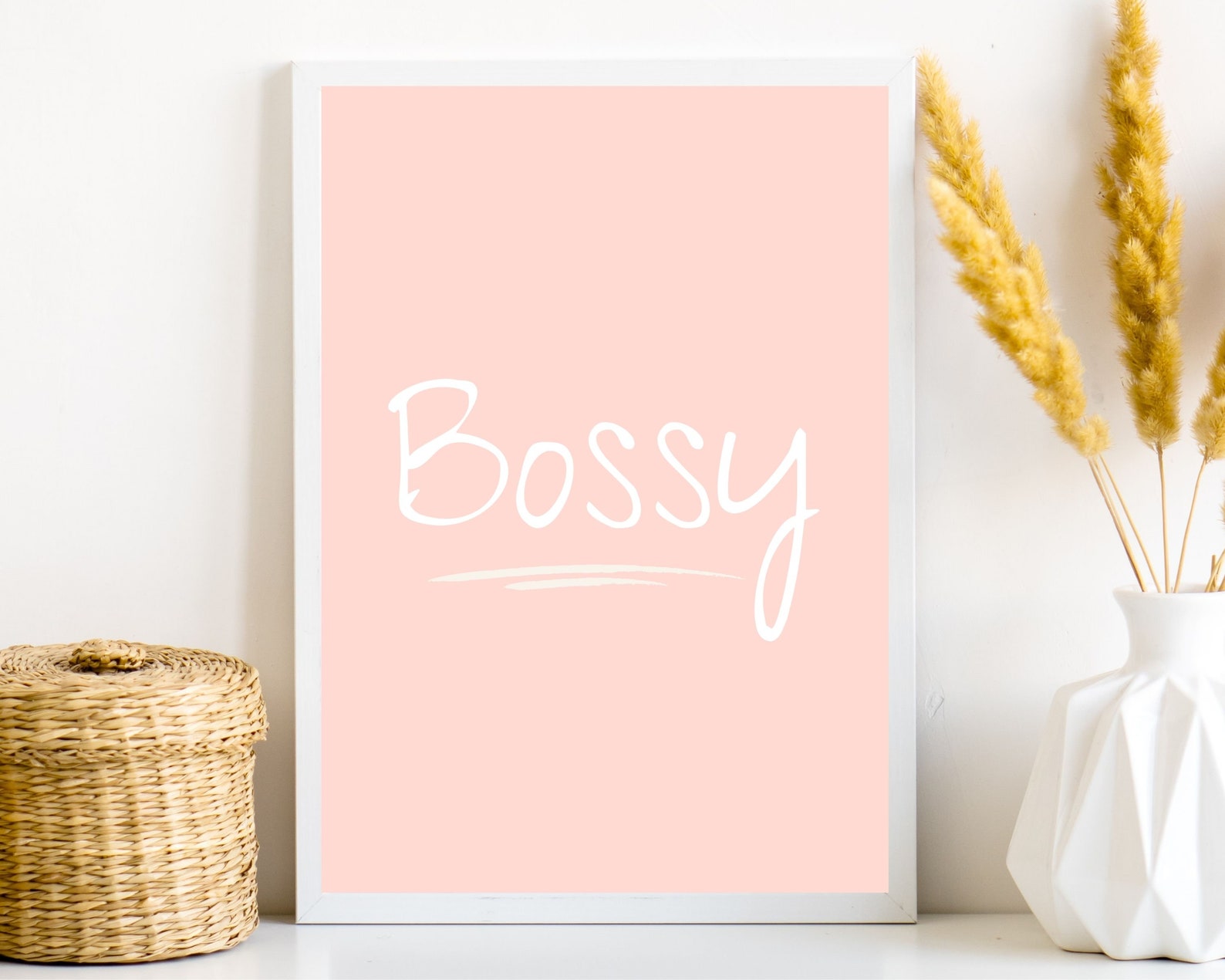 Bossy Printable, Pink Bossy Wall Art, Bossy Sign, Pink Office Decor ...