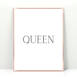 QUEEN Print, Queen Printable, Queen Wall Decor, Bedroom Prints, Fashion ...