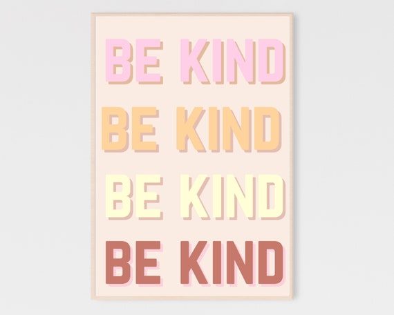 Be Kind Printable Classroom Decor Colorful Poster Kids - Etsy