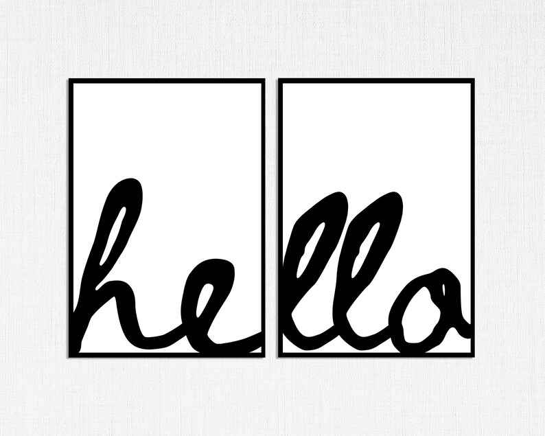 Hello Print, Set of 2 Printable, Hello Wall Art, Hello Double Print ...