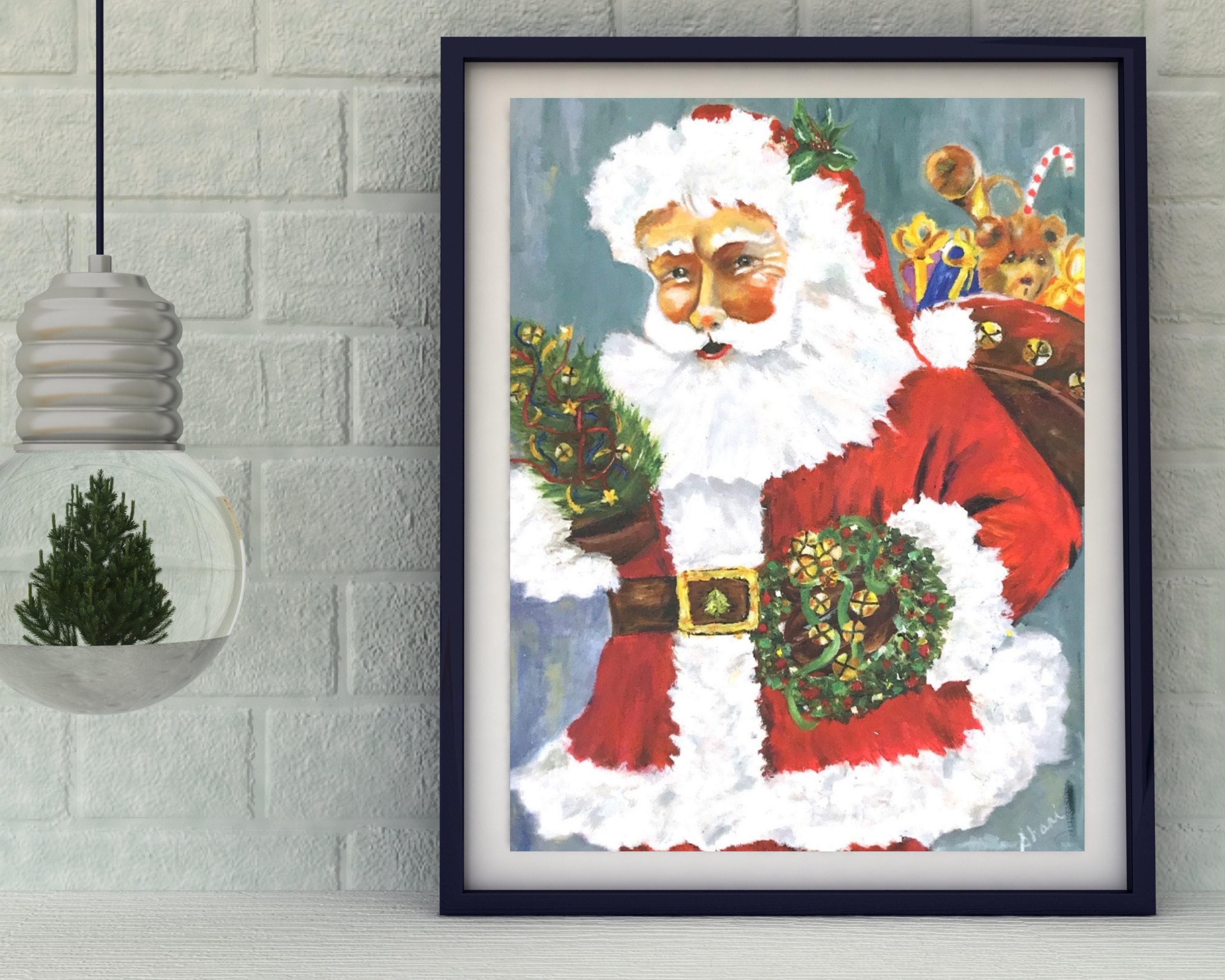 Hand Painted Christmas Santa Santa Claus Printable Hand - Etsy