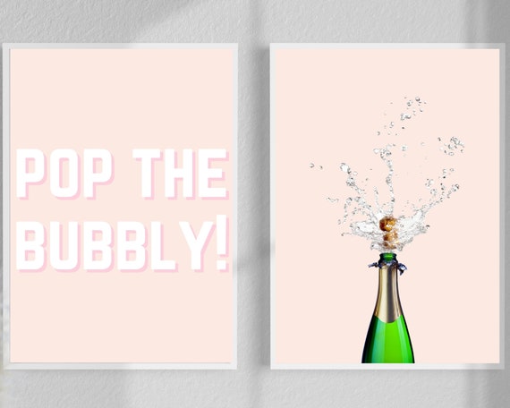 Champagne Cart Champagne Printable Set off Two Prints Bar - Etsy