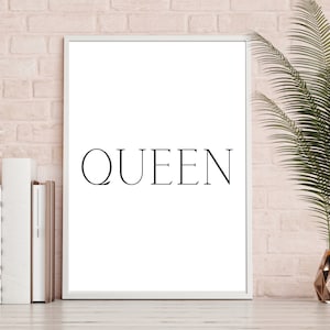 QUEEN Print, Queen Printable, Queen Wall Decor, Bedroom Prints, Fashion ...