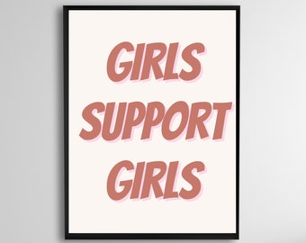 Girls Support Girls,feminism Wall Art, Modern Wall Art, Minimal ...