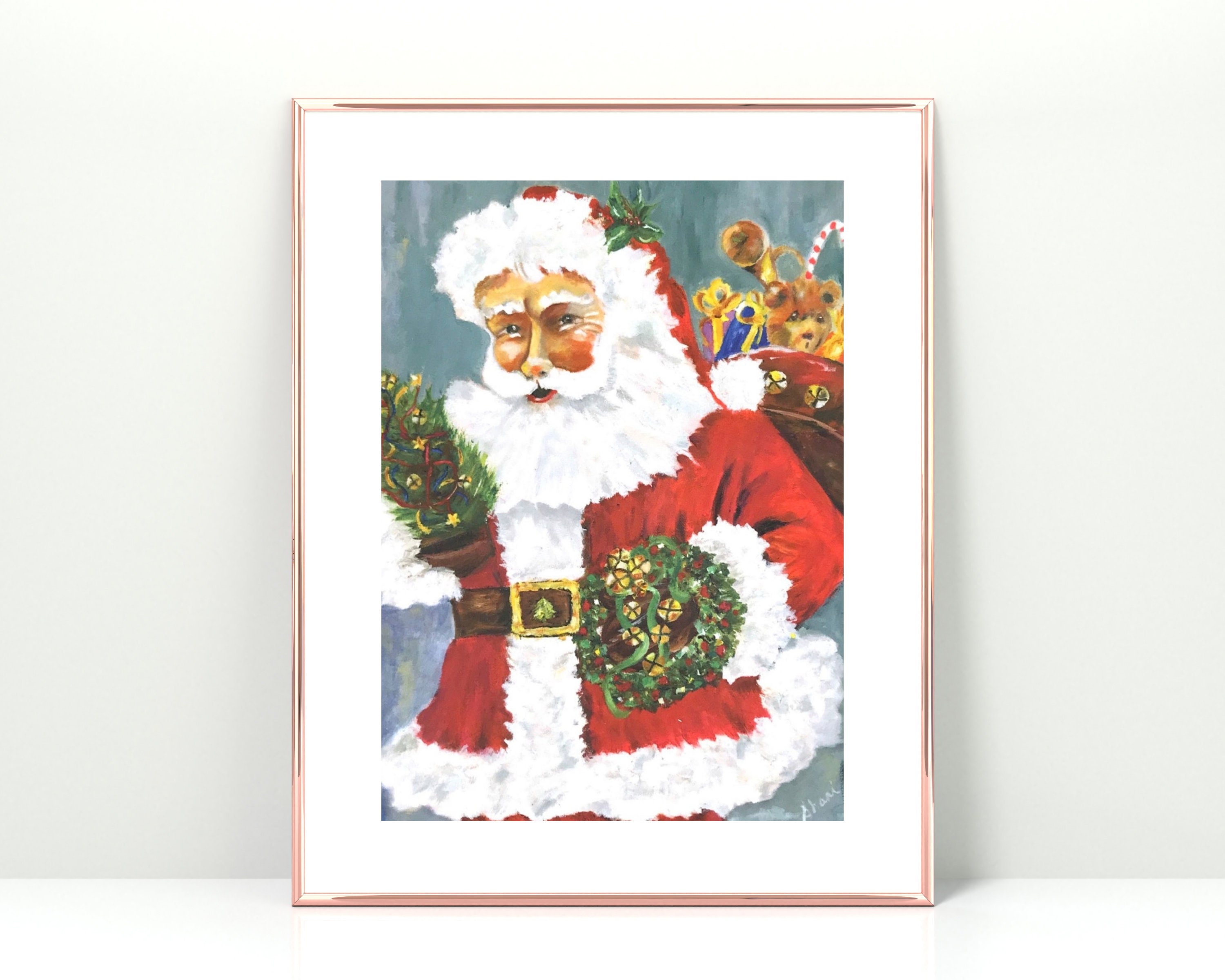 Hand Painted Christmas Santa Santa Claus Printable Hand - Etsy