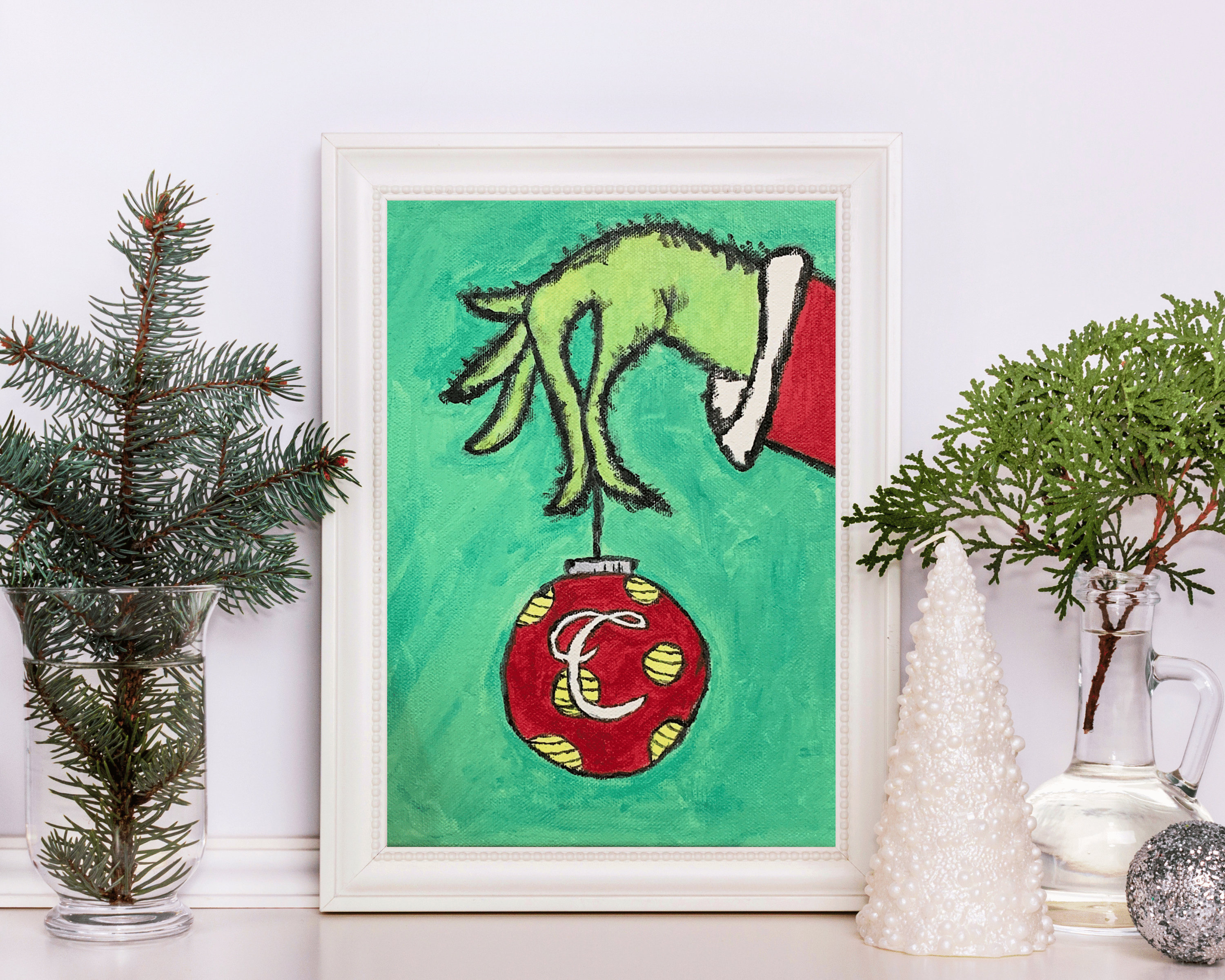 Hand Painted Grinch Printable, Christmas Decorations, Grinch Christmas ...