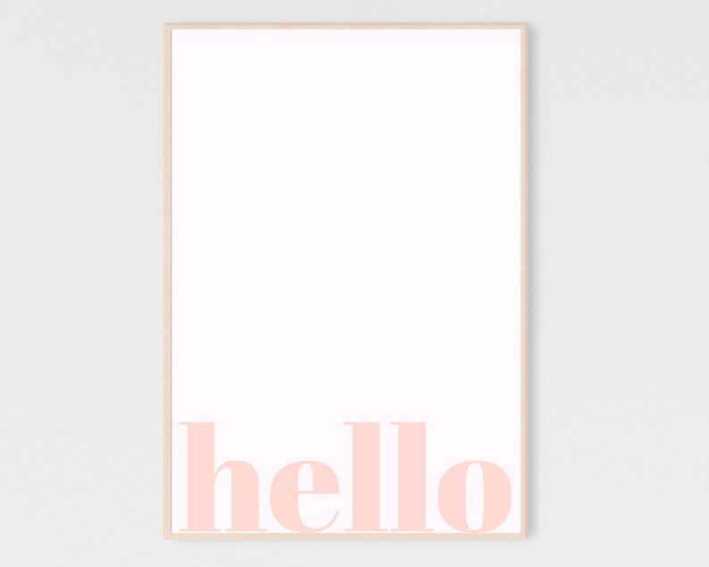 Hello Print, Pink Hello Poster, Hello Sign, Pink Bold Typography, Girly ...