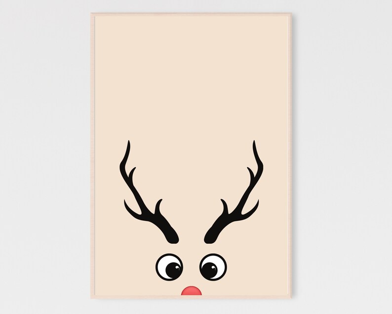 Reindeer Face, Rudolph the Red Nose Reindeer Christmas Print, Cute ...