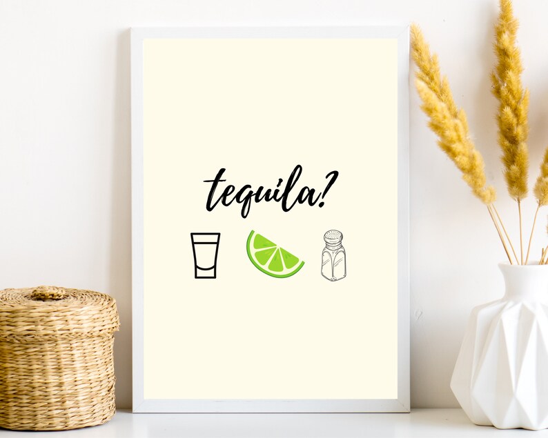 Tequila Print, Tequila Sign, Bar Cart Print, Bar Cart Sign, Cute Bar ...