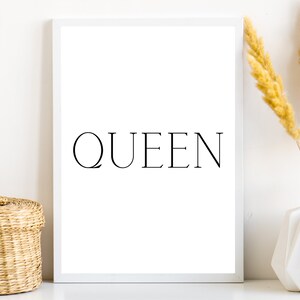 QUEEN Print, Queen Printable, Queen Wall Decor, Bedroom Prints, Fashion ...