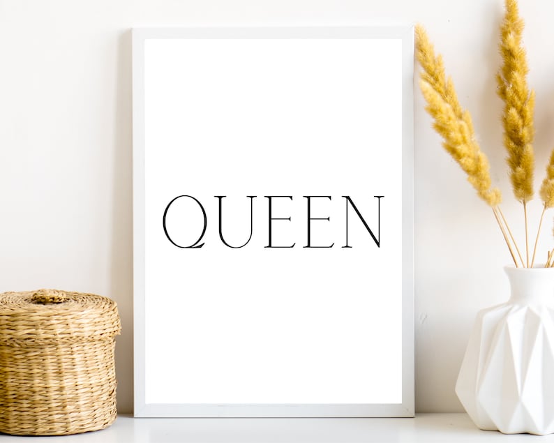 QUEEN Print, Queen Printable, Queen Wall Decor, Bedroom Prints, Fashion ...