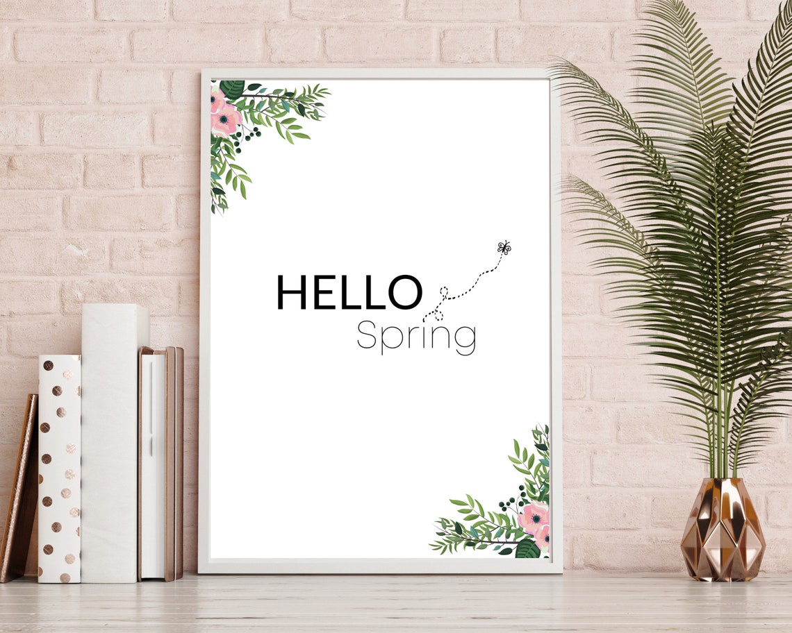 Hello Spring Printable Spring Wall Art Floral Print Floral | Etsy