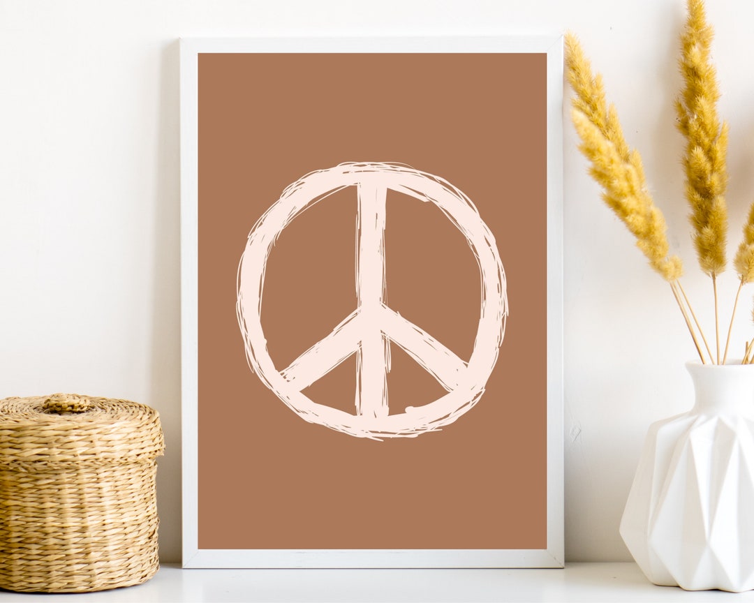 Peace Sign, Brown Wall Art, Peace Poster, Girls Bedroom Decor, Keep the ...