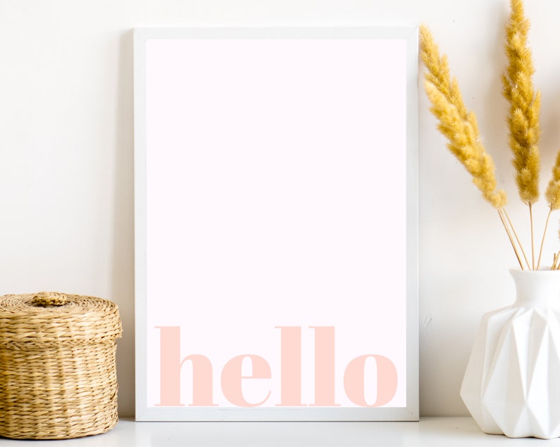 Hello Print, Pink Hello Poster, Hello Sign, Pink Bold Typography, Girly ...