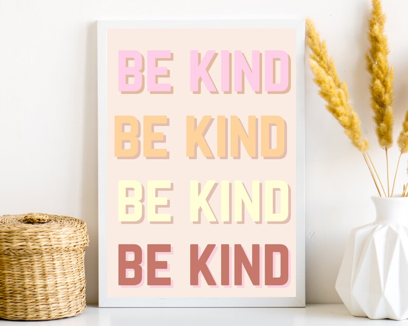 Be Kind Printable, Classroom Decor, Colorful Poster, Kids Colorful ...
