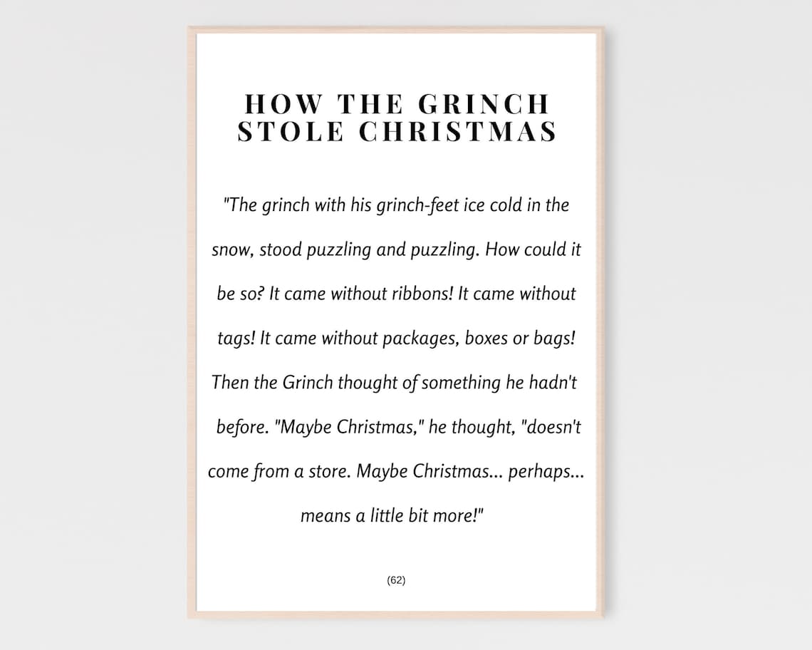How the Grinch Stole Christmas Wall Art | Grinch Printable, Christmas ...