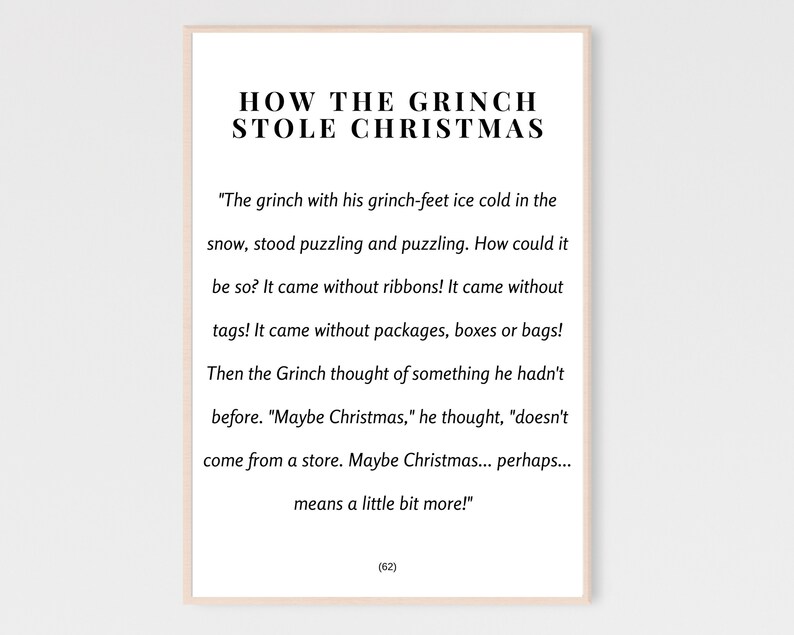 How the Grinch Stole Christmas Wall Art | Grinch Printable, Christmas ...