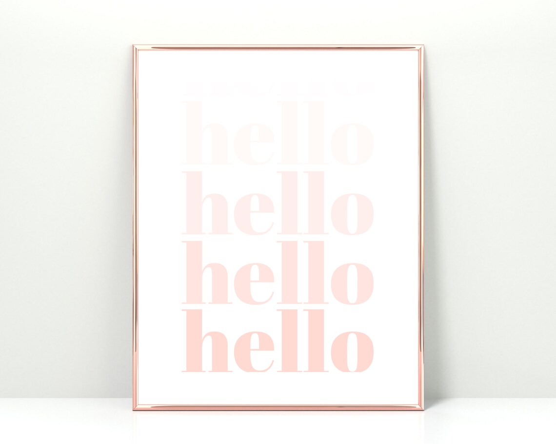Hello Wall Art, Hello Printable, Pink Hello Sign, Abstract Hello Poster ...