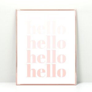 Hello Wall Art, Hello Printable, Pink Hello Sign, Abstract Hello Poster ...
